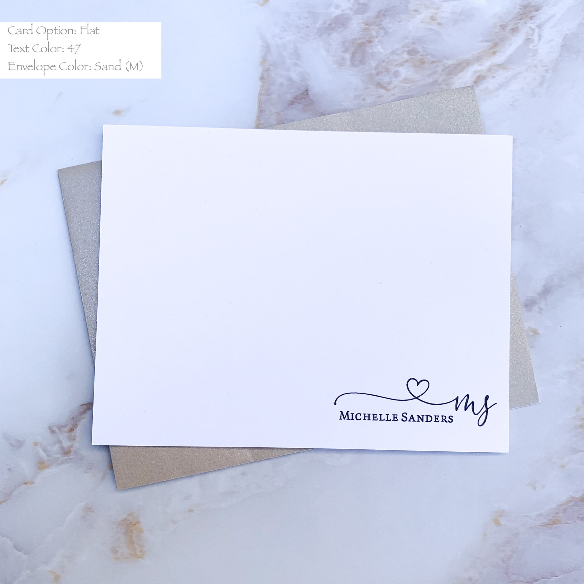 Script Heart Personalized Cards Script Heart Font Cards | Etsy