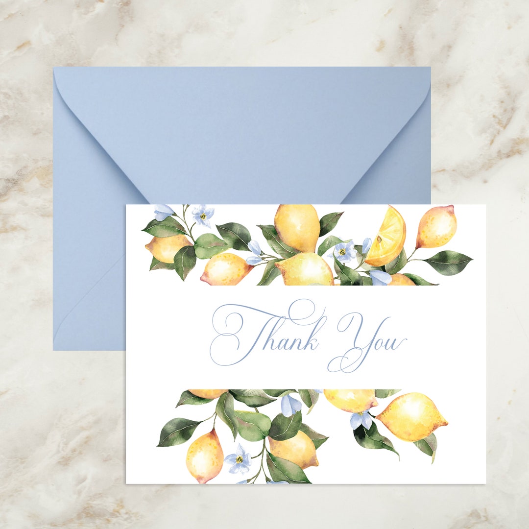 Lemon Thank You Cards | Stationery Cards | Citrus Note Cards | Thank ...