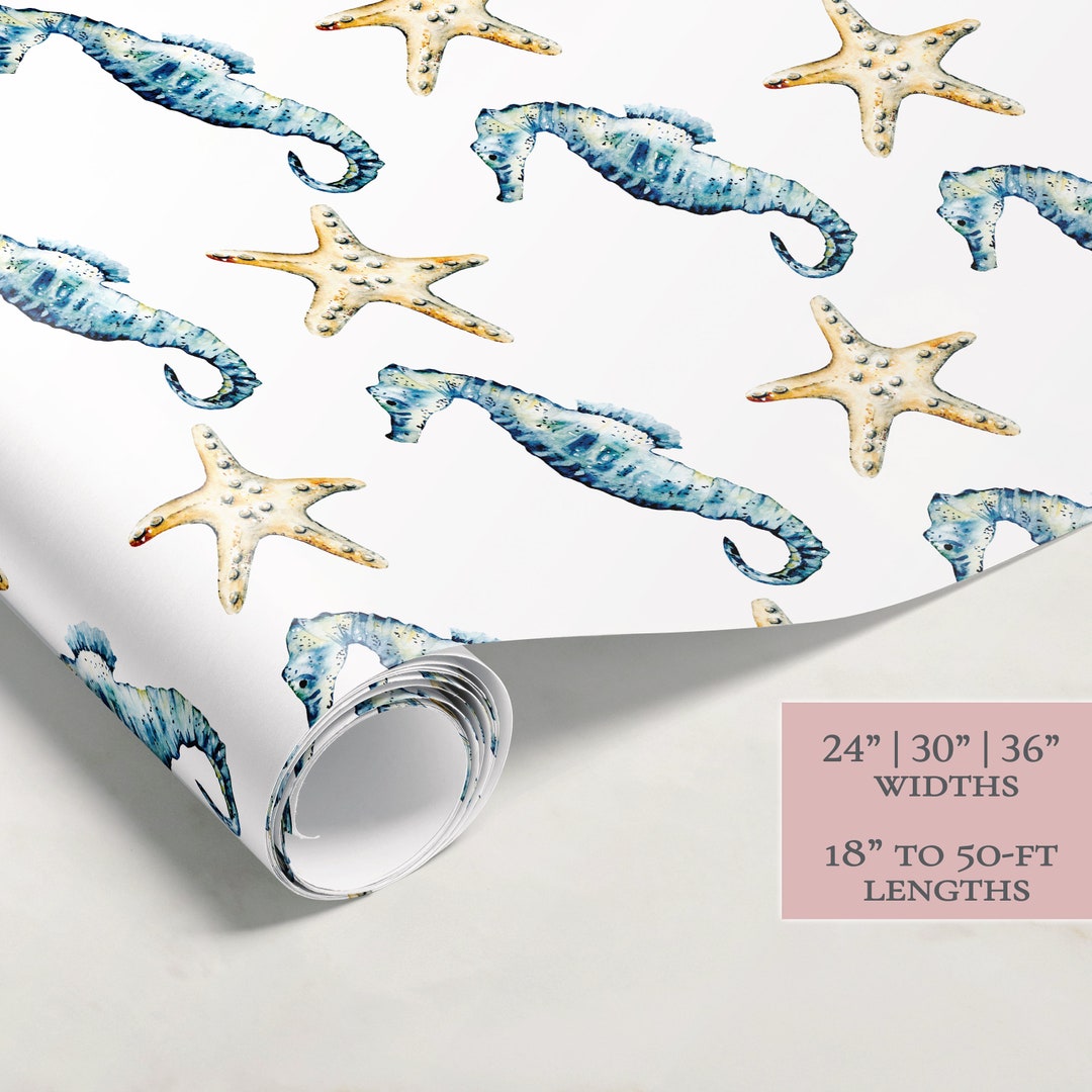 Seahorse Starfish Wrapping Paper | Gift Wrap | Wrapping Paper Rolls ...