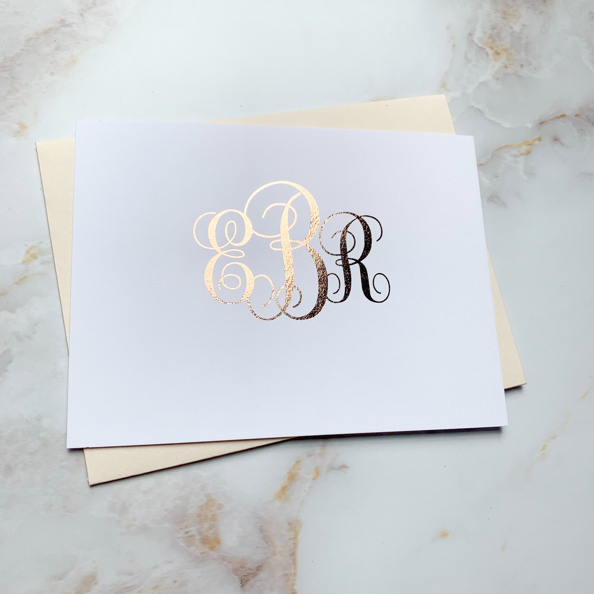 Monogram Foil Cards Monogram Thank You Cards Couple | Etsy