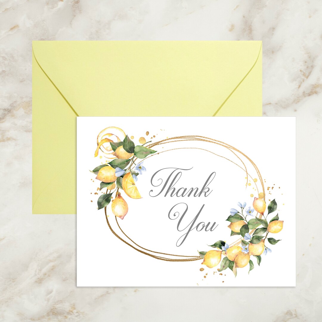 Lemon Thank You Cards | Stationery Cards | Citrus Note Cards | Thank ...