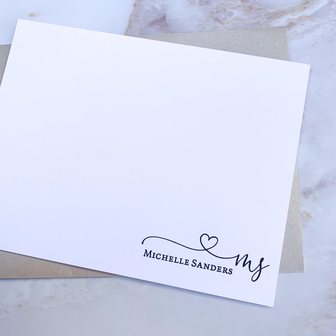 Script Heart Personalized Cards Script Heart Font Cards - Etsy