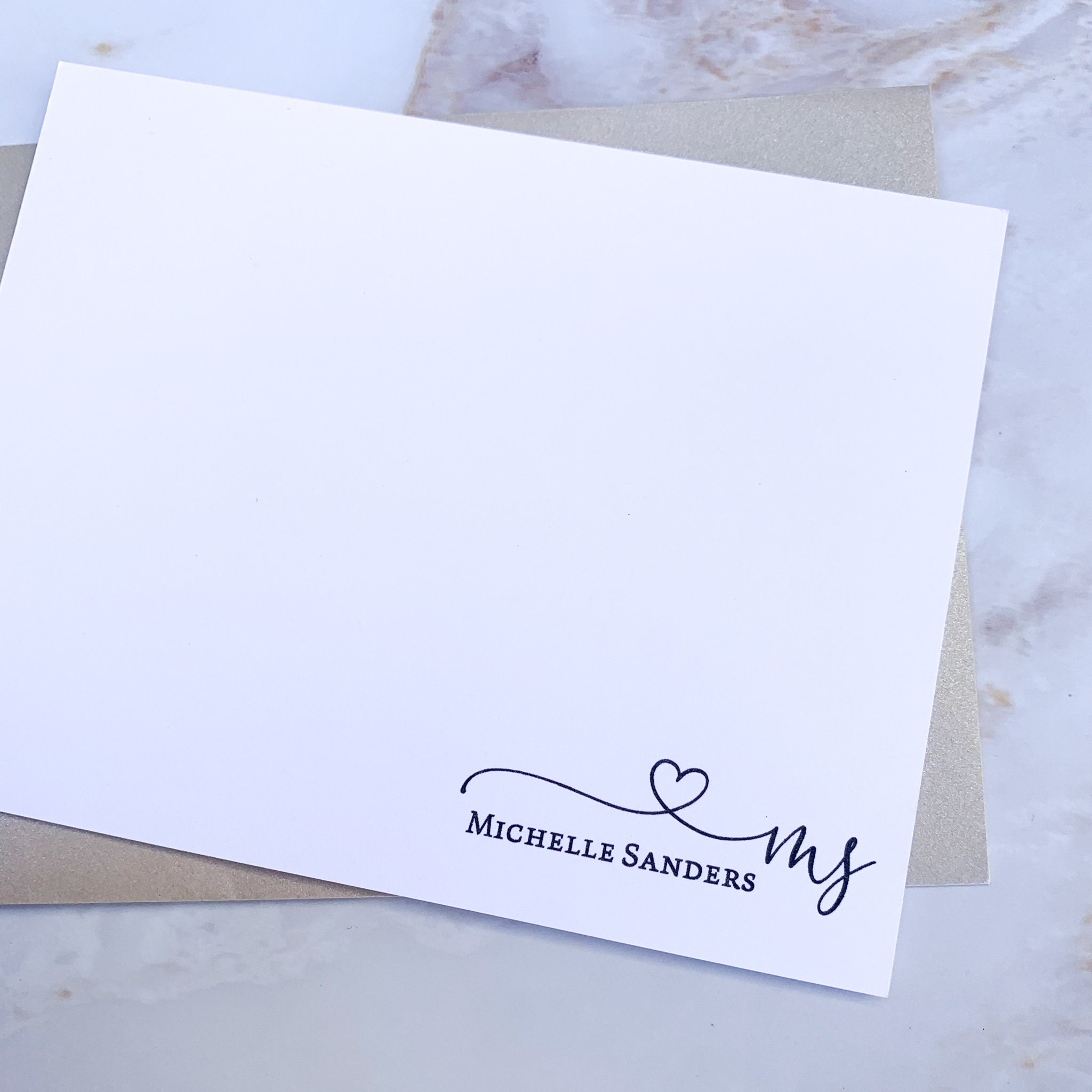 Script Heart Personalized Cards Script Heart Font Cards - Etsy