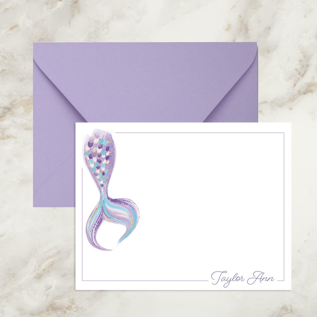Mermaid Tail Notecards | Mermaid Thank You Card | Notecards for Girls ...