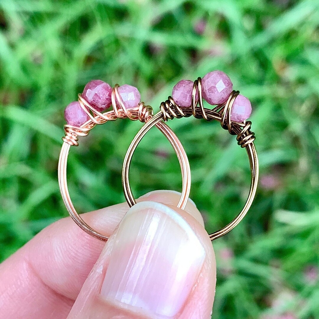 Pink Tourmaline Ring Pink Ring October Birthstone Ring Wire - Etsy
