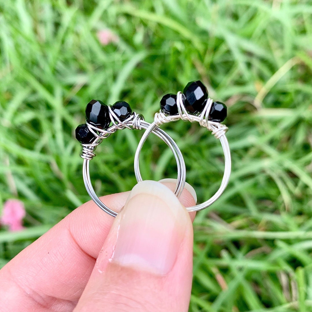 Black Jewel Ring Black Ring Goth Ring Witch Ring Wire - Etsy UK