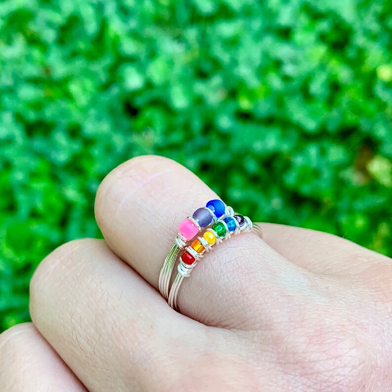 Rainbow Ring Gay Ring Subtle Pride Ring Wire Wrapped Ring - Etsy