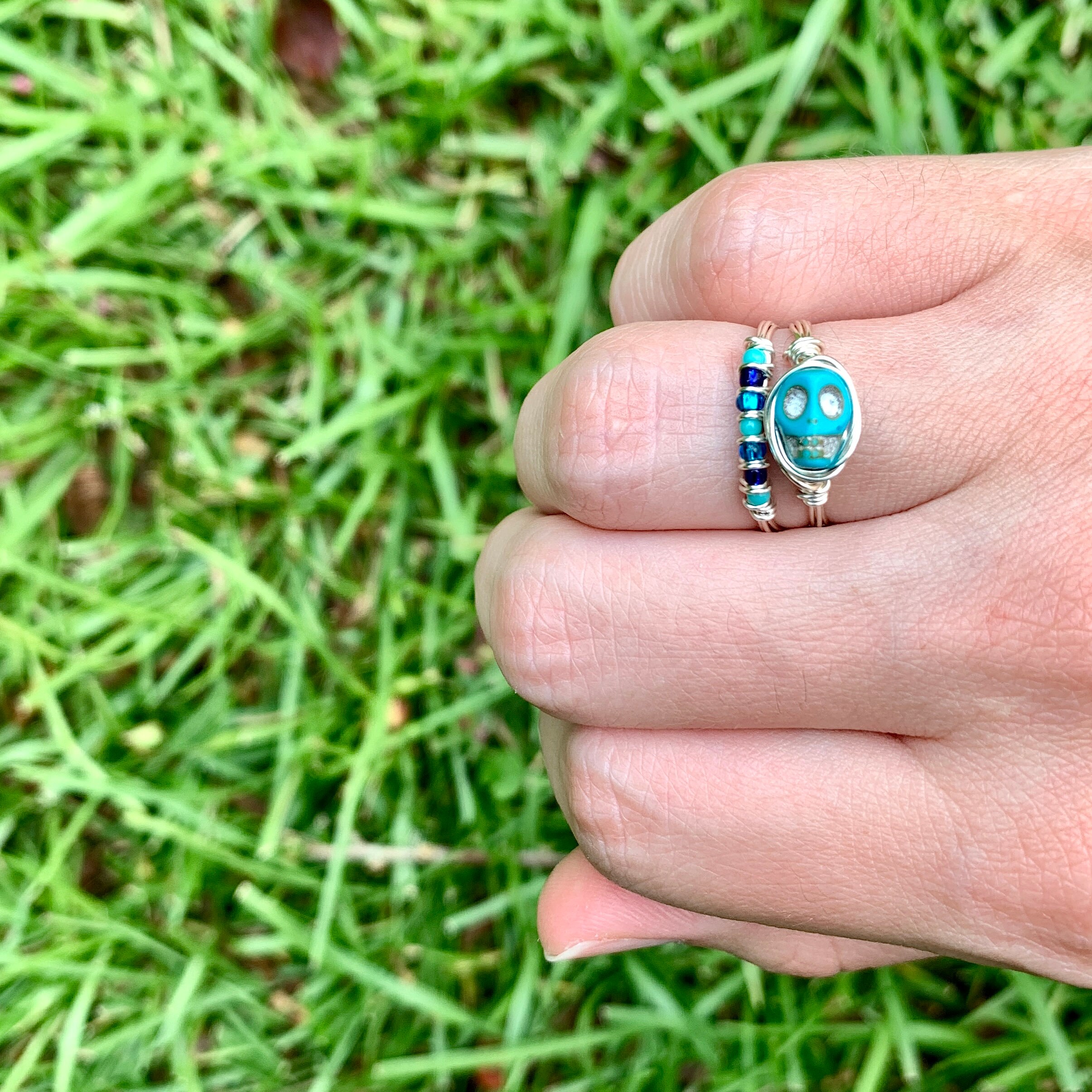 Dainty Blue Ring Ocean Ring Mermaid Ring Seed Bead Ring | Etsy