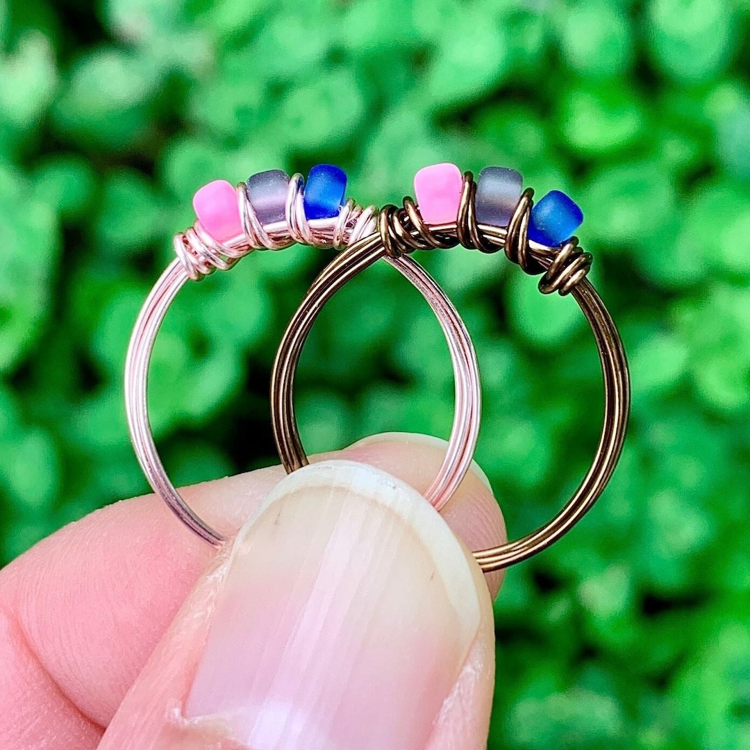 Bi Ring, Bisexual Ring, Subtle Pride Ring, Wire Wrapped Ring for Women ...