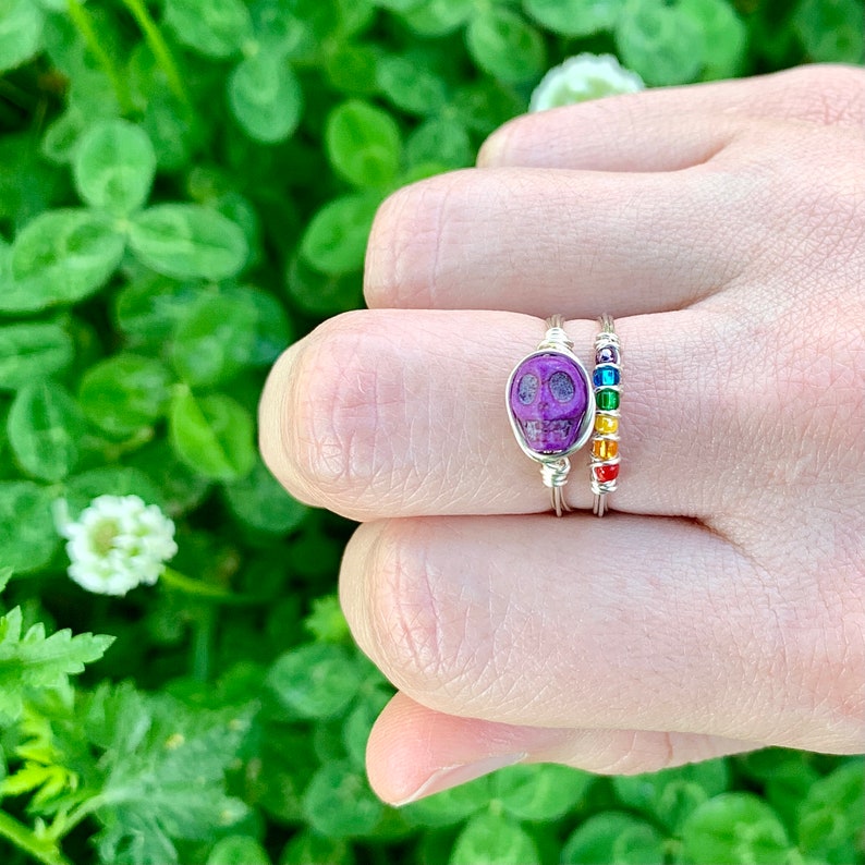 Rainbow Ring Gay Ring Subtle Pride Ring Wire Wrapped Ring - Etsy