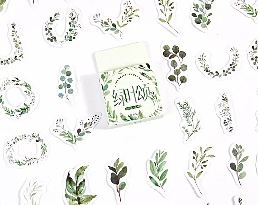 Watercolored Leaves Sticker Set Foliage Stickers Botanical Leaf Sticker ...