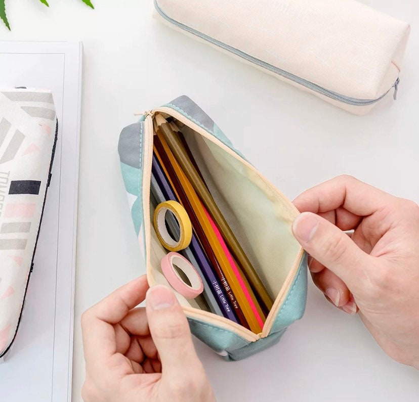 Pastel Geometric Pencil Case Canvas Pencil Case - Etsy UK