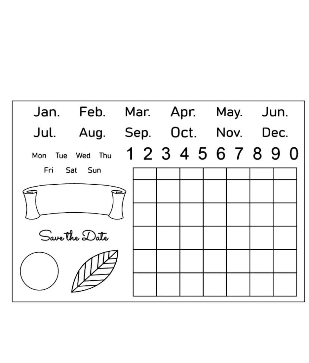 Callander Clear Stamp Set Month Stamps Weekday Stamps - Etsy