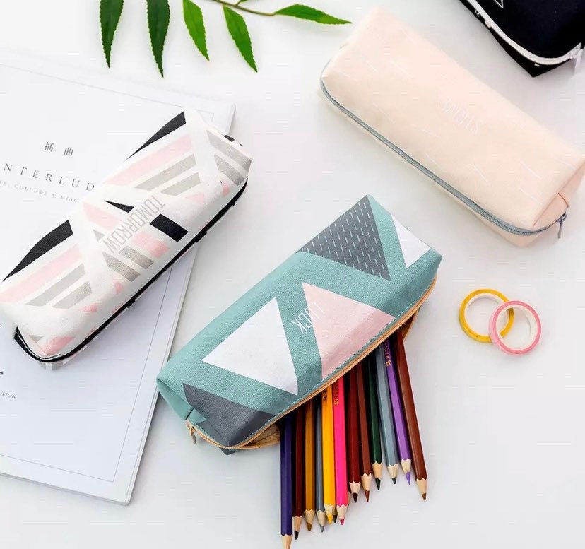 Pastel Geometric Pencil Case Canvas Pencil Case - Etsy UK