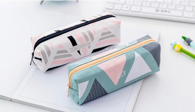 Pastel Geometric Pencil Case Canvas Pencil Case | Etsy UK