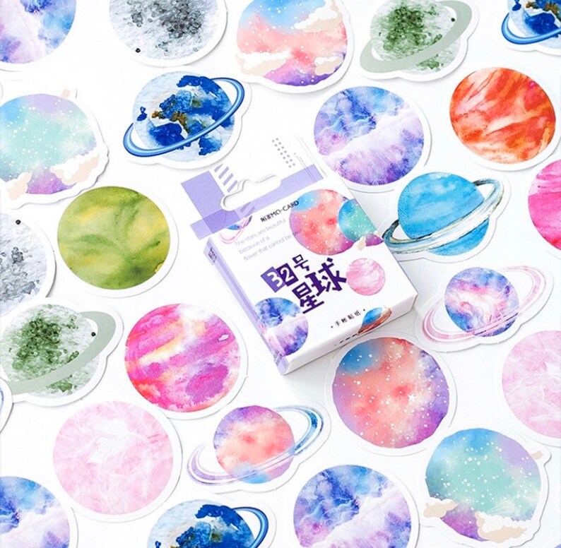 Planet Sticker Set Space Stickers Cosmic Sticker Set 45pcs - Etsy