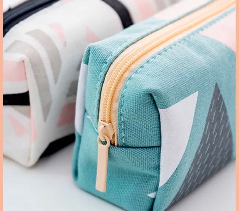 Pastel Geometric Pencil Case Canvas Pencil Case | Etsy