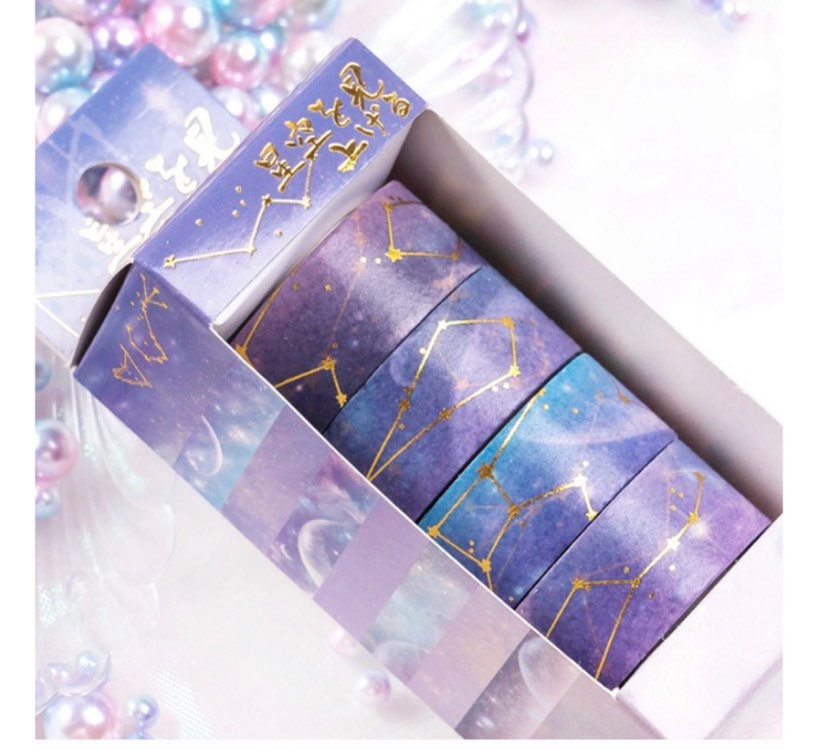 Galaxy Star Washi Tape Set Foiled Constellation Tape - Etsy