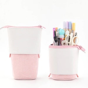 Pastel Pop up Pencil Case Corduroy Pencil Case Collapsable Pen Storage ...