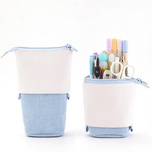 Pastel Pop up Pencil Case Corduroy Pencil Case Collapsable Pen Storage ...