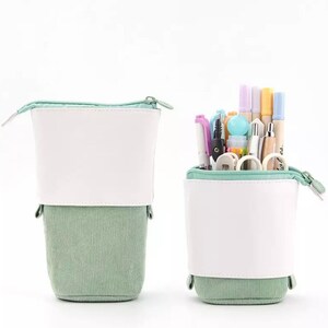 Pastel Pop up Pencil Case Corduroy Pencil Case Collapsable Pen Storage ...