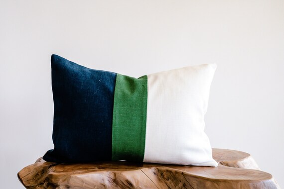 Deep-Ocean Blue/Emerald Green/Off-White Rectangular | Etsy