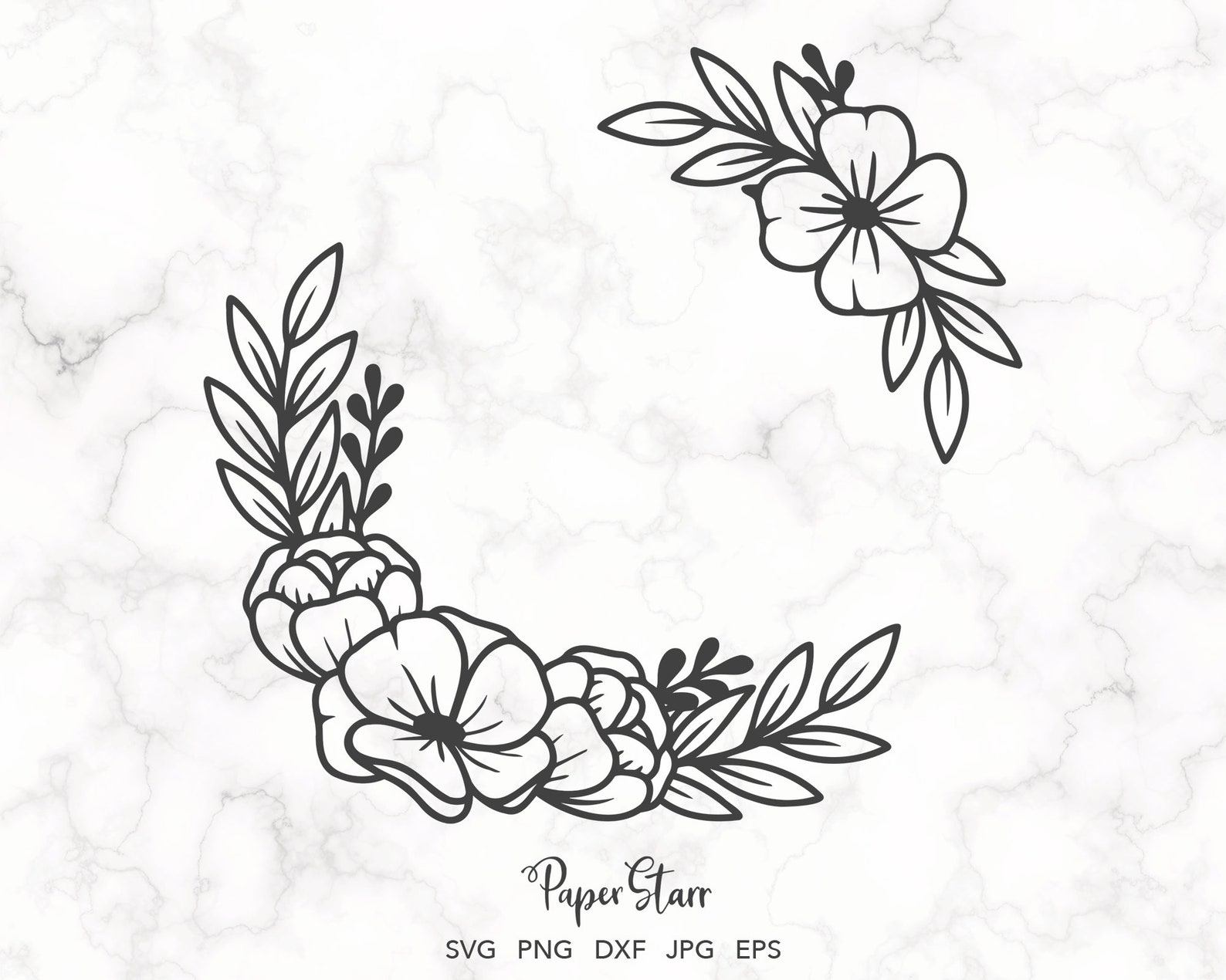 Flower SVG File Flower Border SVG Flower Corner Svg Floral - Etsy