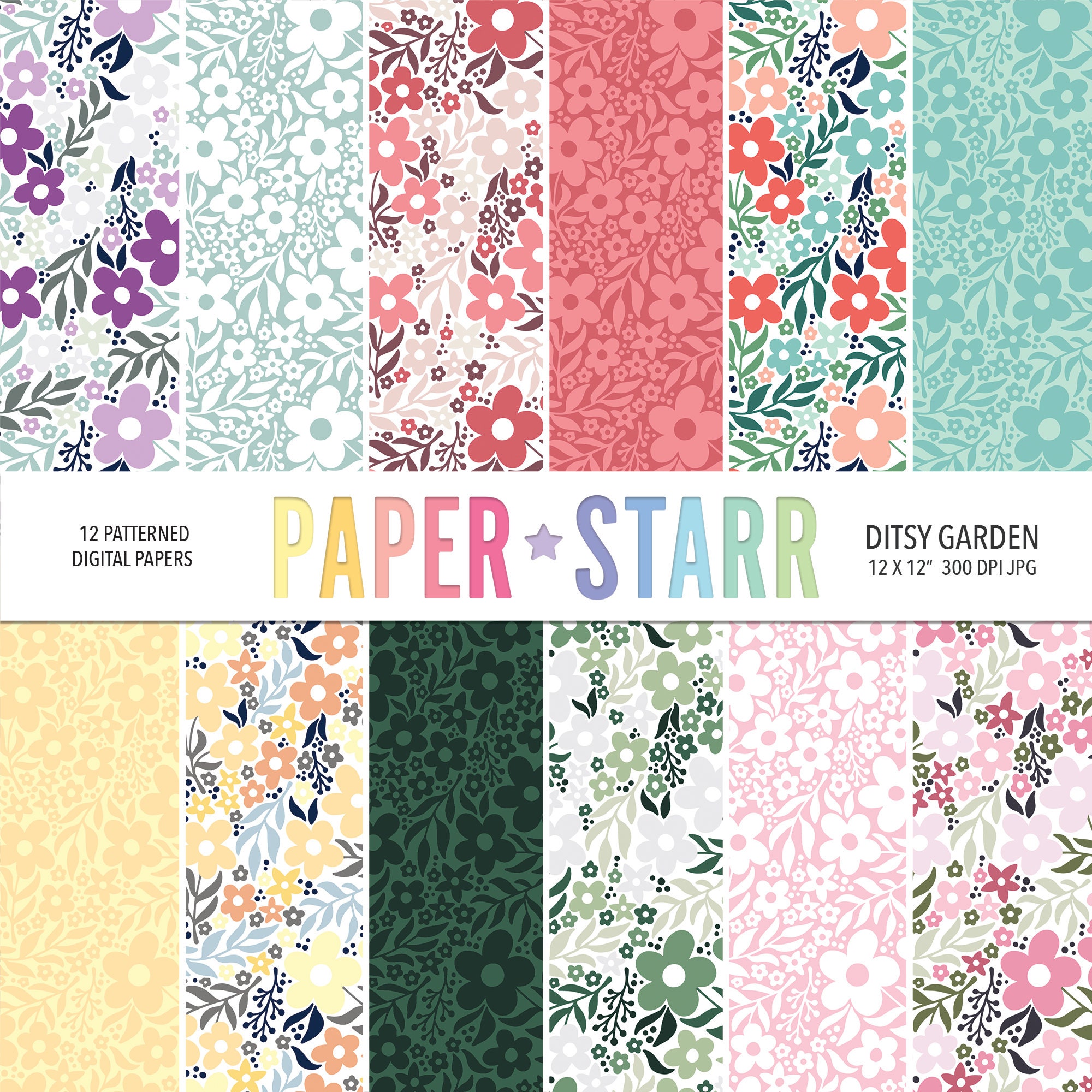 Materials Boho Floral Digital Paper scrapbook paper instant download ...