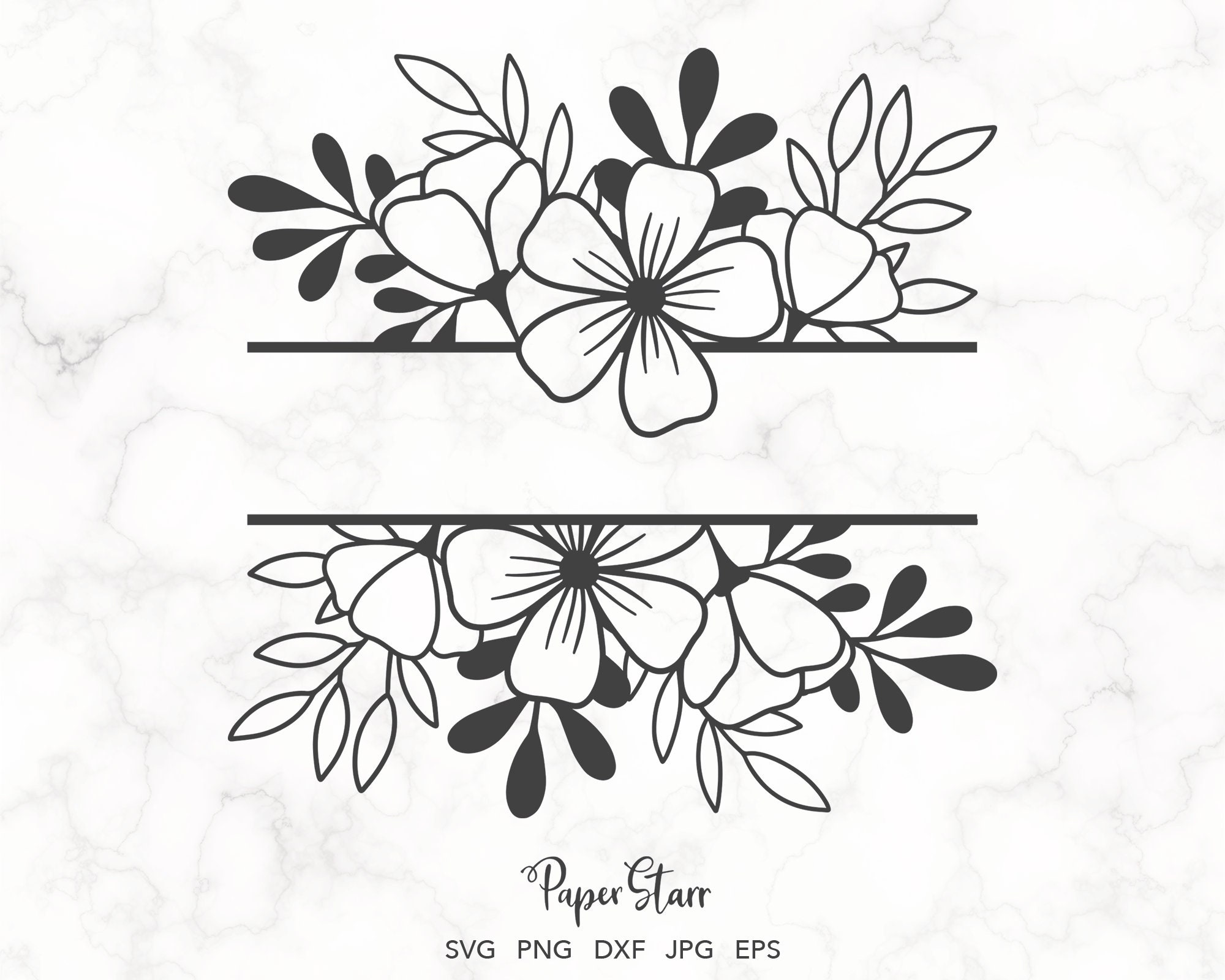 Floral Wedding Monogra Floral Border Svg Floral Monogram Split Monogram ...
