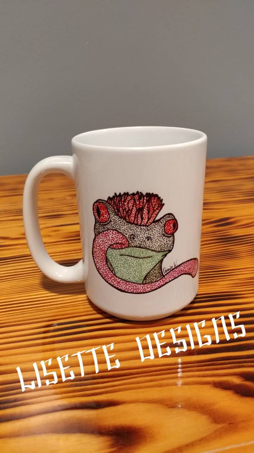 Punk Rock Frog Coffee or Tea Mug Original Artwork by Damien W - Etsy