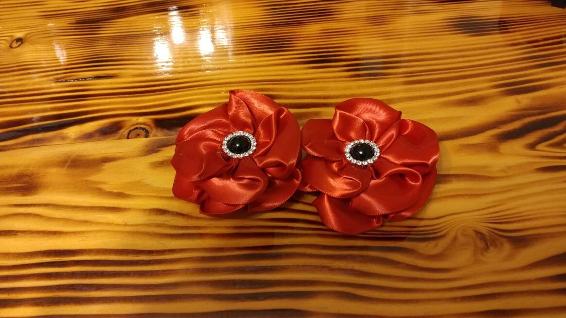 Handmade Halloween gothic ribbon flowers with faux pearl and | Etsy