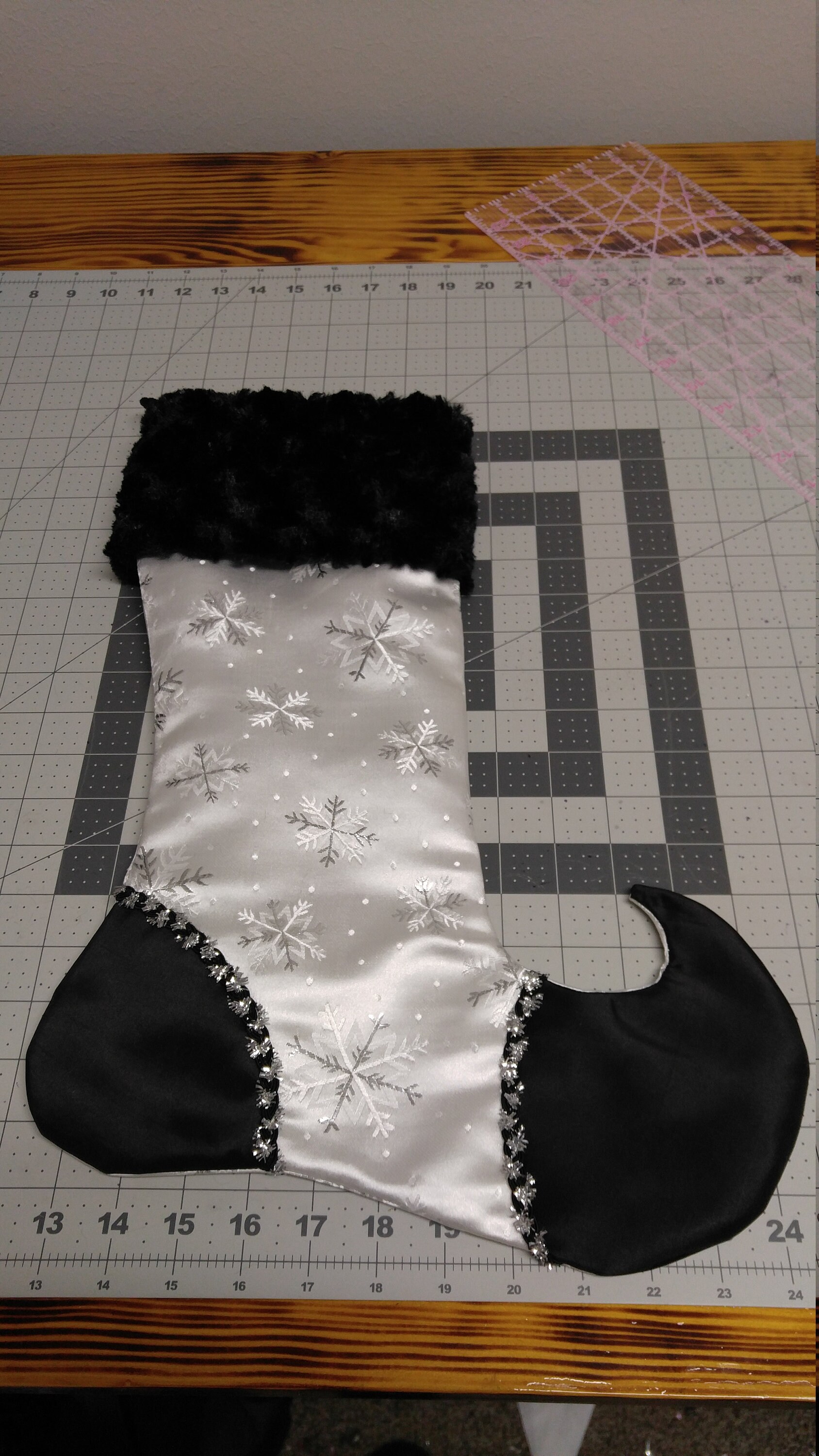 Handmade White/silver Snowflake Satin Christmas Stocking Yule/jul - Etsy