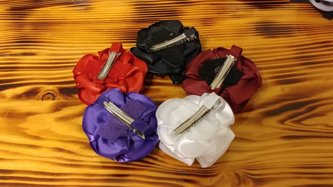 Handmade Halloween gothic ribbon flowers with faux pearl and | Etsy