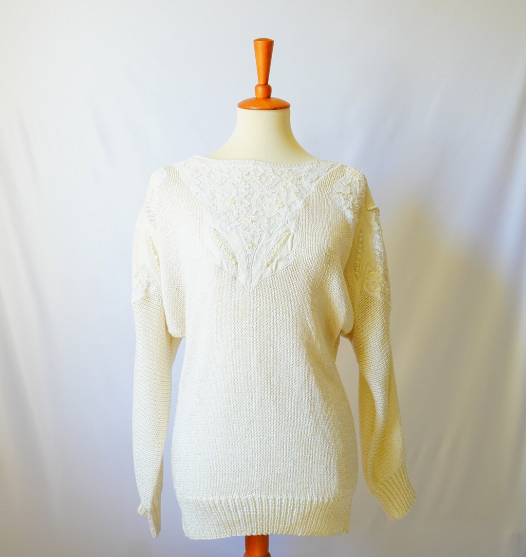 Nannell Beaded Ivory Sweater - Etsy