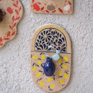 Handmade Stoneware Ceramic Wall Hanging Art – Rustic Ceramic Home Decor ...