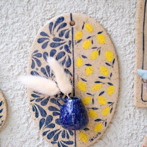 Handmade Stoneware Ceramic Wall Hanging Art – Rustic Ceramic Home Decor ...