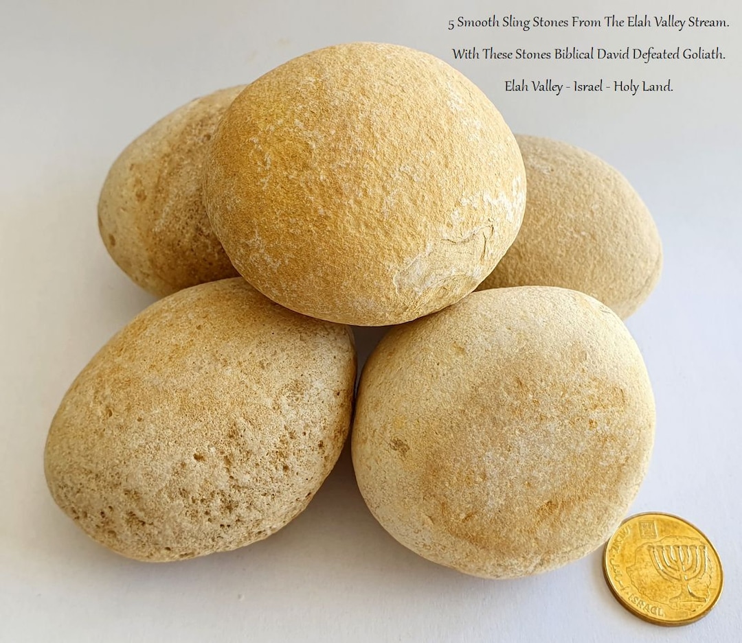 5 Smooth Sling Stones Elah Valley Stream Biblical David - Etsy