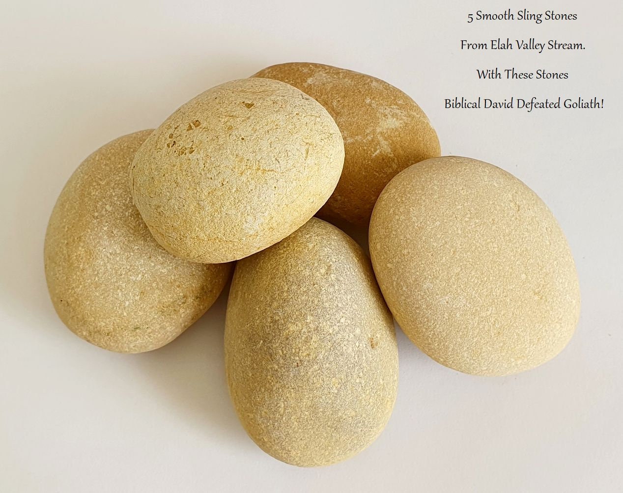 5 Smooth Sling Stones Elah Valley Stream Biblical David and Goliath ...