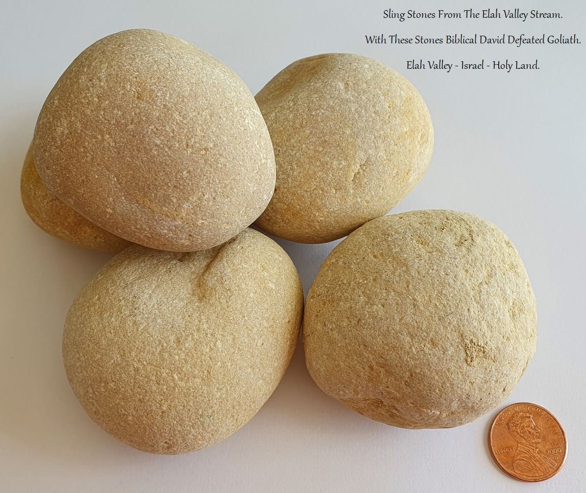 5 Smooth Sling Stones Elah Valley Stream Biblical David and Goliath ...