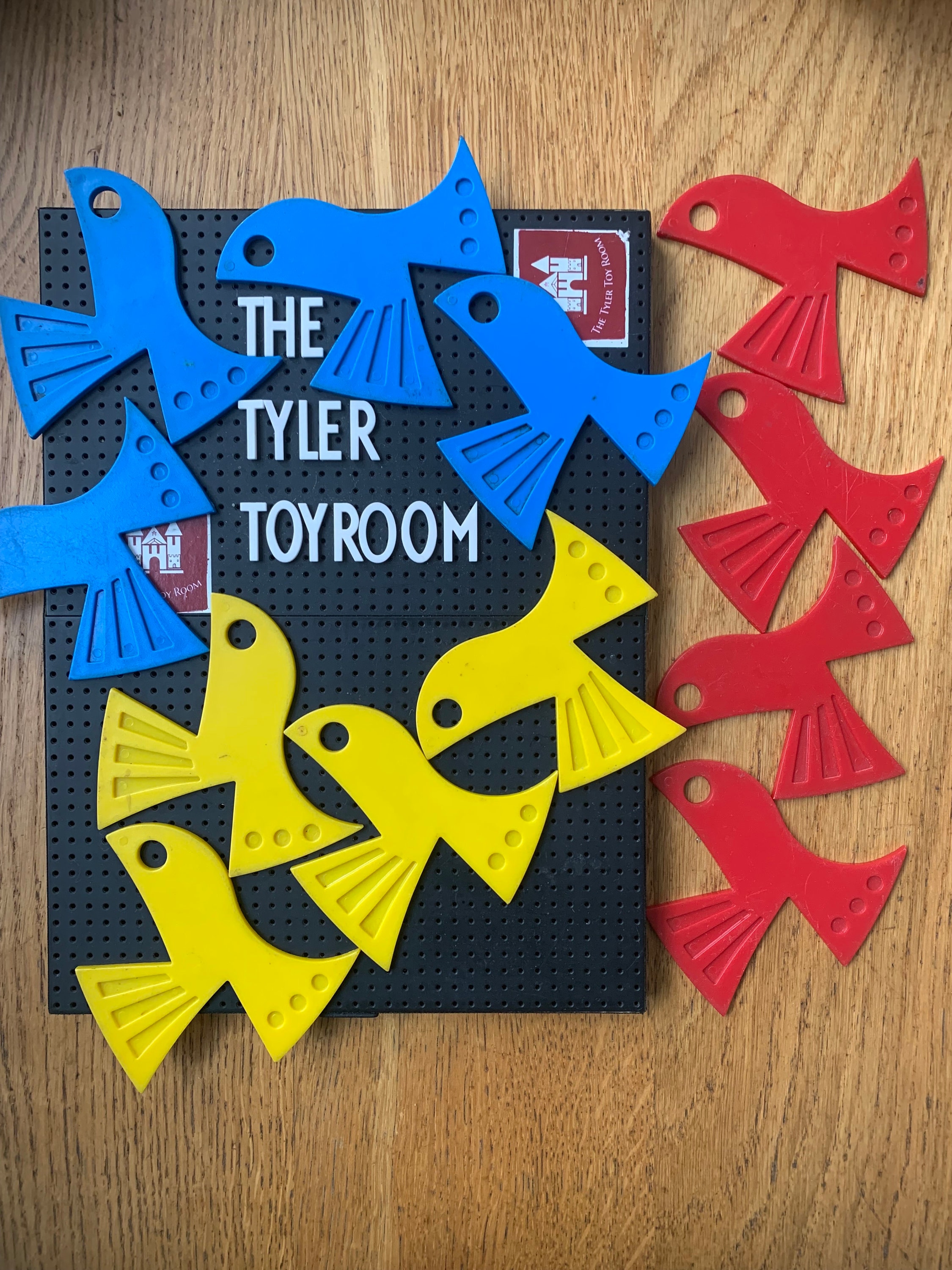 Retro Plastic Mosaic Birds - Red Blue Yellow - Esscher Style / Vintage ...