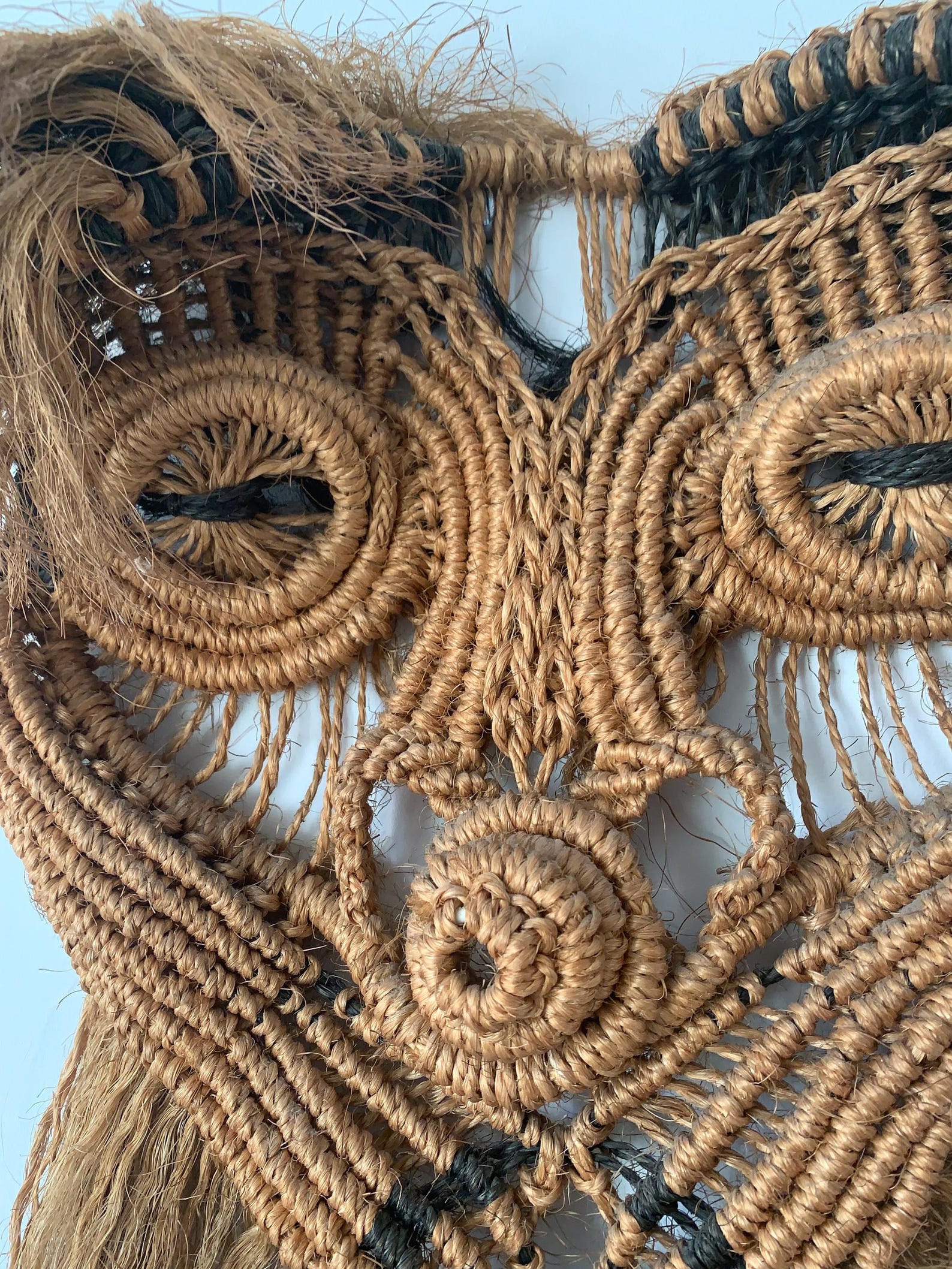 Vintage Macramé Wall Mask / Macrame Tiki / Wall Hanging Mask ...