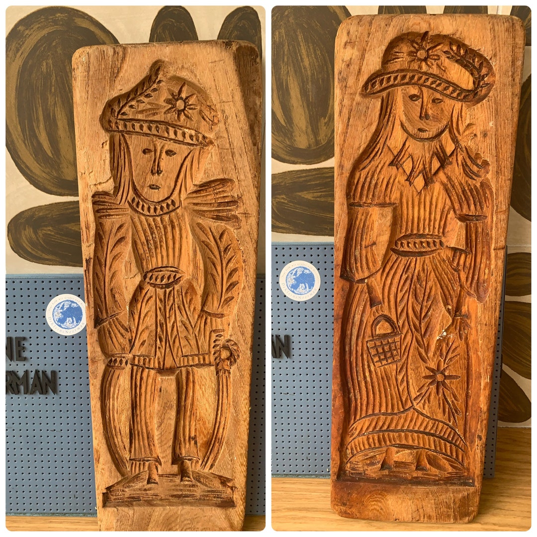 Vintage Double Sided Sinterklaas Wooden Speculoos Speculaas Cookie Mold ...