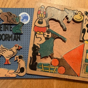 Antique 1940s Wooden Cluster/ Stand up Farm Puzzle W. Hahn Cluster-type ...