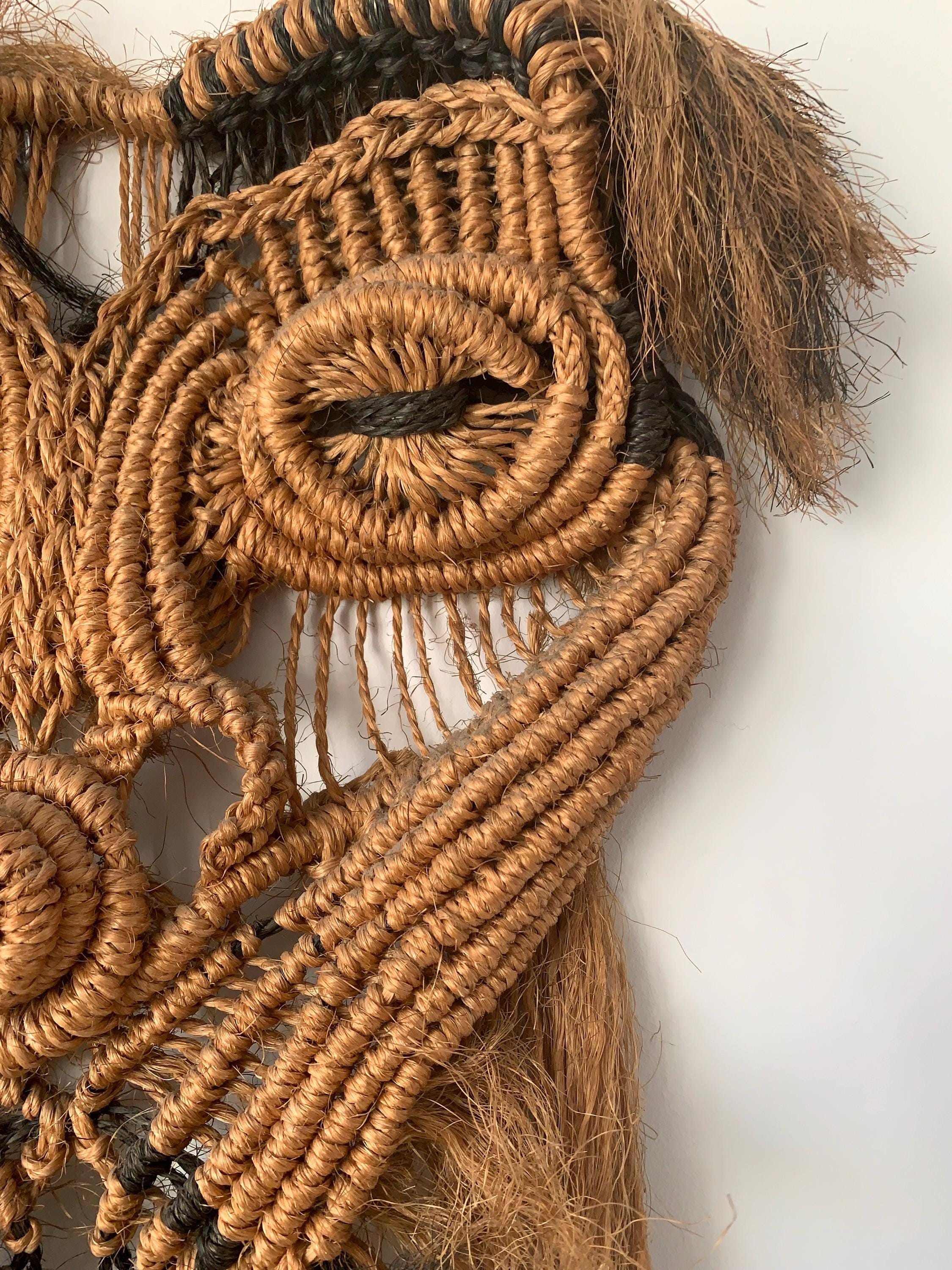 Vintage Macramé Wall Mask / Macrame Tiki / Wall Hanging Mask ...