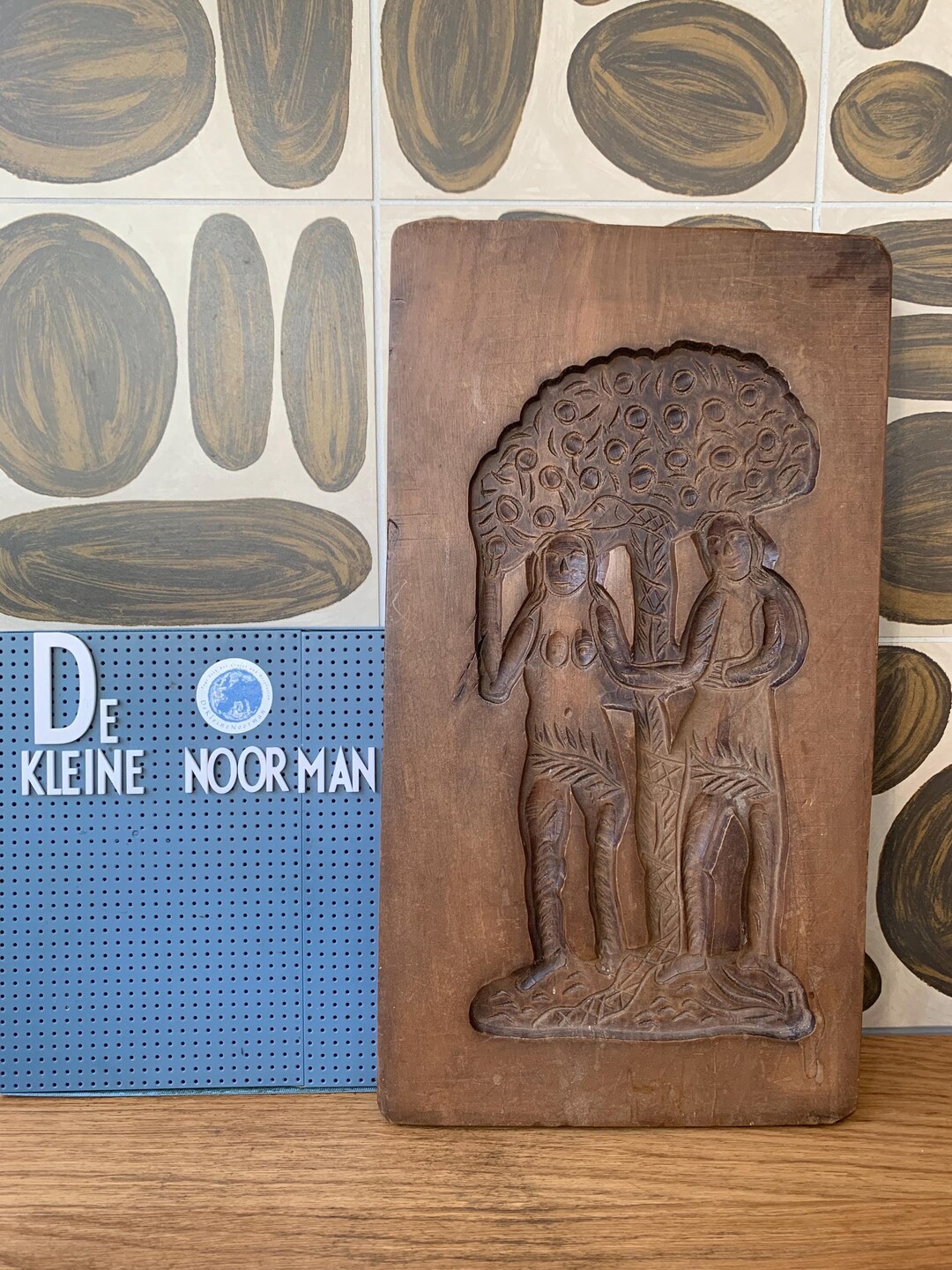 Vintage Rare Hand Carved Adam and Eve Bible Wooden Speculoos Speculaas ...
