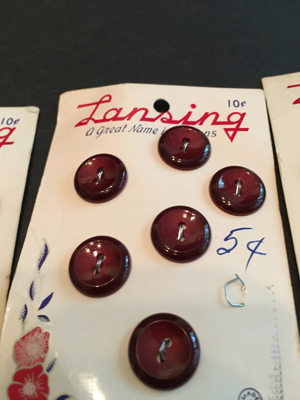 Lansing Buttons 20 Burgundy Wine Red Vintage Buttons on Cards Size 22 9 ...
