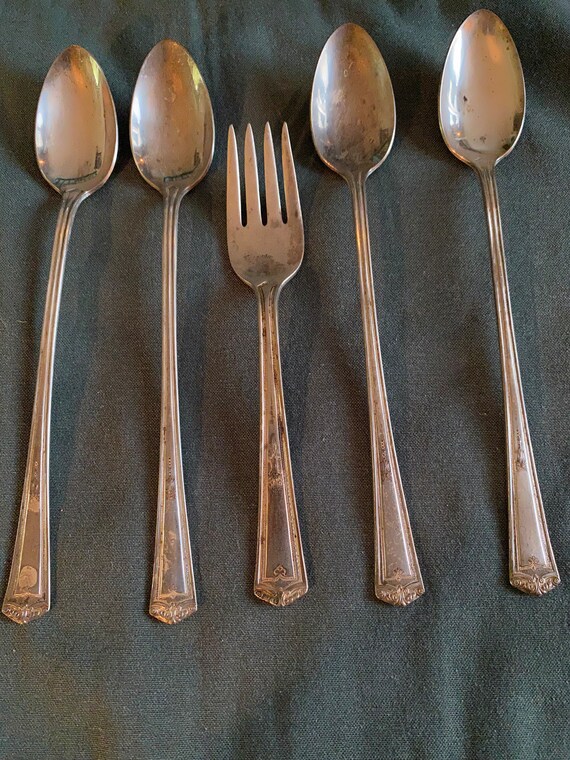 Winfield Silver Plate Ice Cream Spoons & Salad Fork 5 Pieces - Etsy