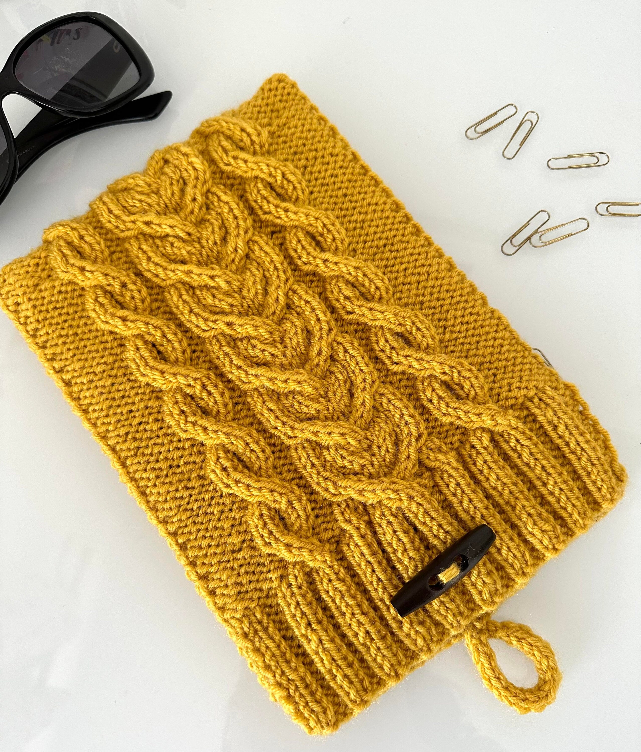 READY TO SHIP Hand Knit Mustard Tablet Case - iPad Tablet Case - Cable ...