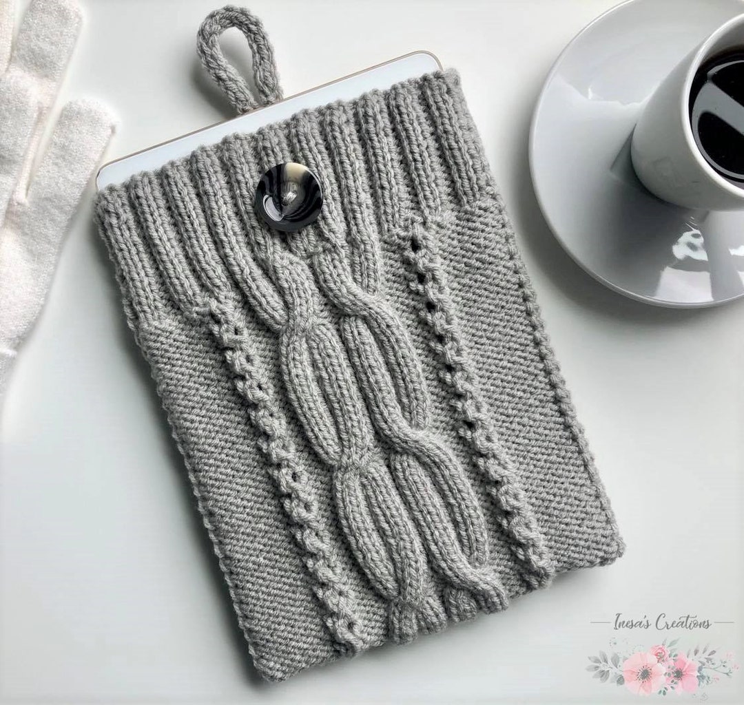 Hand Knit Tablet Case: Light Gray Cable Knit iPad Cover - Etsy