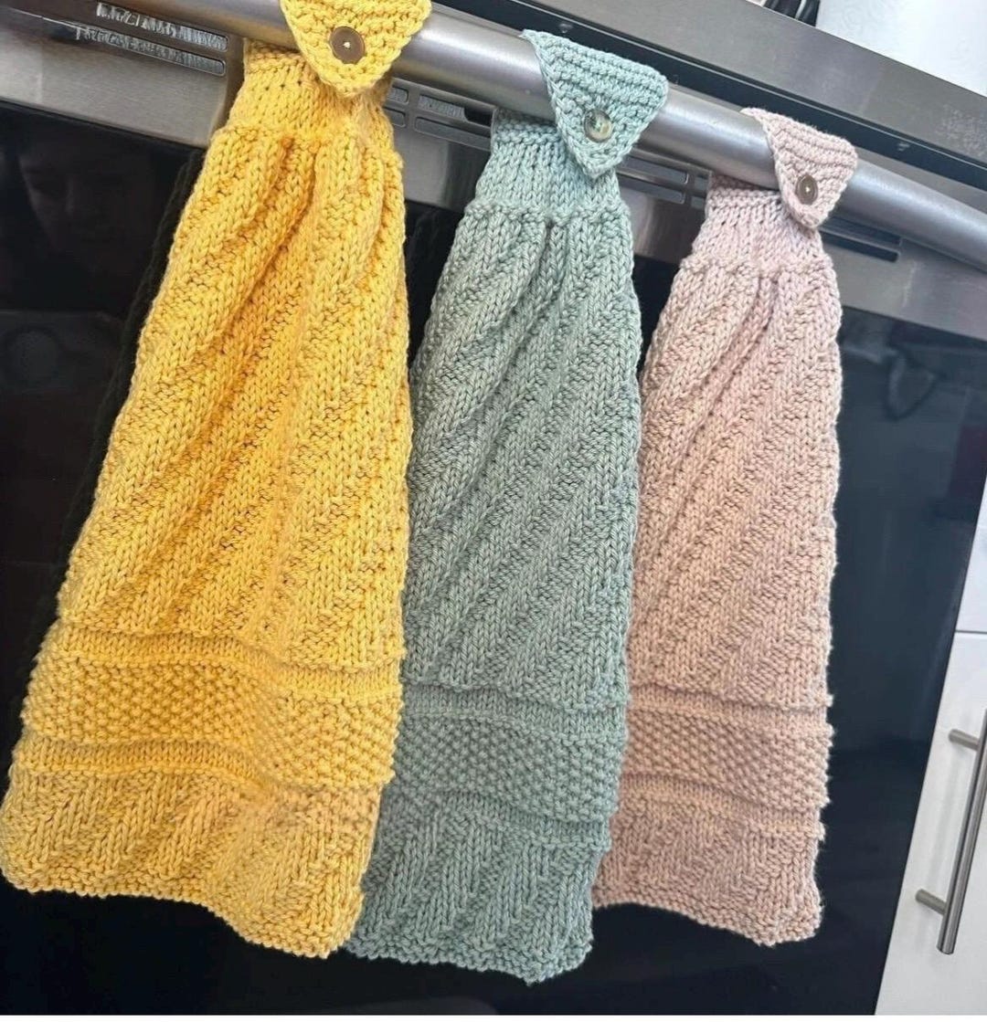 Hand Knit Cotton Kitchen Towels – Individual Towels – Set of 3 ...
